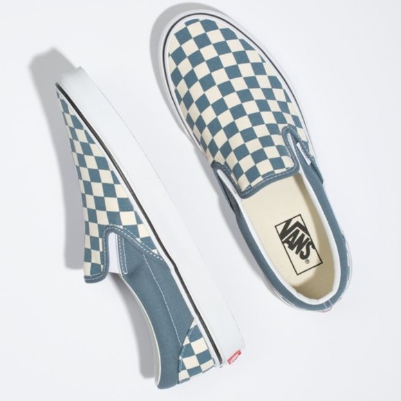 Vans | Shoes | Vans Classic Slip On Checkerboard Blue Shoes | Poshmark